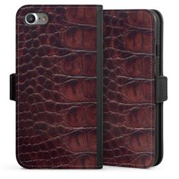 DeinDesign iPhone SE (2020) Handy Klapph&uuml;lle Handyh&uuml;lle aus Kunst Leder schwarz Flip Case Animal Print Crocodile Leather Sideflip mit Lasche