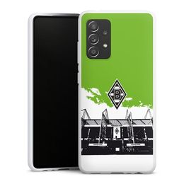DeinDesign Galaxy A52s 5G Handy Silikon H&uuml;lle Case wei&szlig; Handyh&uuml;lle Borussia M&ouml;nchengladbach Merchandise Stadium Silikon Case