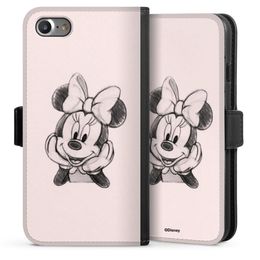 DeinDesign iPhone SE (2020) Handy Klapph&uuml;lle Handyh&uuml;lle aus Kunst Leder schwarz Flip Case Minnie Mouse Disney Official Licensed Product Sideflip mit Lasche