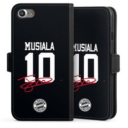 DeinDesign iPhone SE (2020) Handy Klapph&uuml;lle Handyh&uuml;lle aus Kunst Leder schwarz Flip Case Jamal Musiala Fcb Fc Bayern M&uuml;nchen Sideflip mit Lasche