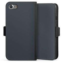 DeinDesign iPhone SE (2020) Handy Klapph&uuml;lle Handyh&uuml;lle aus Kunst Leder schwarz Flip Case Anthracite Unicoloured Grey Sideflip mit Lasche