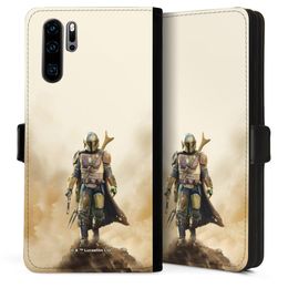 DeinDesign Huawei P30 Pro Handy Klapph&uuml;lle Handyh&uuml;lle aus Kunst Leder schwarz Flip Case Official Licensed Product The Mandalorian Star Wars Sideflip mit langer 