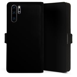 DeinDesign Huawei P30 Pro Handy Klapph&uuml;lle Handyh&uuml;lle aus Kunst Leder schwarz Flip Case Colour Black Unicoloured Sideflip mit langer Lasche