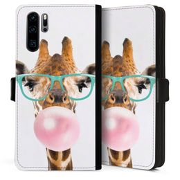 DeinDesign Huawei P30 Pro Handy Klapph&uuml;lle Handyh&uuml;lle aus Kunst Leder schwarz Flip Case Giraffe Animals Glasses Sideflip mit langer Lasche