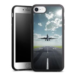DeinDesign iPhone SE (2020) Handy Gallery Case Handyh&uuml;lle 9H Geh&auml;rtetes Glas R&uuml;ckseite H&uuml;lle Urlaub Airplane Wanderlust Gallery Case