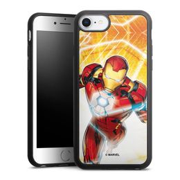 DeinDesign iPhone SE (2020) Handy Gallery Case Handyh&uuml;lle 9H Geh&auml;rtetes Glas R&uuml;ckseite H&uuml;lle Fire Iron Man Marvel Gallery Case