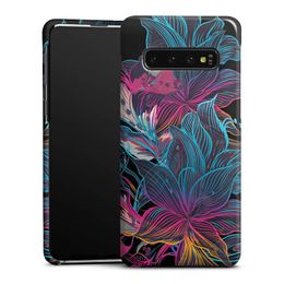 DeinDesign Galaxy S10 Handy Premium Case Smartphone Handyh&uuml;lle Schutzh&uuml;lle gl&auml;nzend Colourful Flowers Neon Premium Case