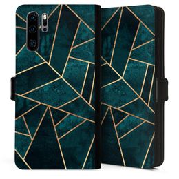 DeinDesign Huawei P30 Pro Handy Klapph&uuml;lle Handyh&uuml;lle aus Kunst Leder schwarz Flip Case Stone Elisabeth Fredriksson Gold & Copper Sideflip mit langer Lasche