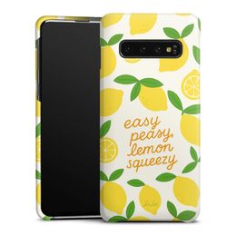 DeinDesign Galaxy S10 Handy Premium Case Smartphone Handyh&uuml;lle Schutzh&uuml;lle gl&auml;nzend Spruch Statement Lemon Premium Case