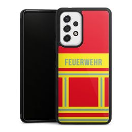 DeinDesign Galaxy A53 5G Handy Gallery Case Handyh&uuml;lle 9H Geh&auml;rtetes Glas R&uuml;ckseite H&uuml;lle Fire Fighter Fire Fighters Life Saver Gallery Case