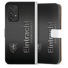 DeinDesign Galaxy A33 5G Handy Klapph&uuml;lle Handyh&uuml;lle aus Kunst Leder wei&szlig; Flip Case Eintracht Braunschweig Logo Official Licensed Product Sideflip mit Lasche