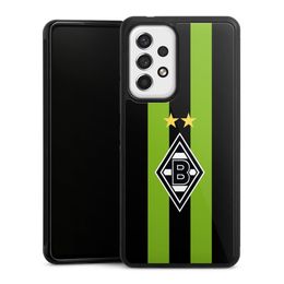 DeinDesign Galaxy A53 5G Handy Gallery Case Handyh&uuml;lle 9H Geh&auml;rtetes Glas R&uuml;ckseite H&uuml;lle Stripes Borussia M&ouml;nchengladbach Gladbach Gallery Case