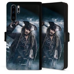 DeinDesign Huawei P30 Pro Handy Klapph&uuml;lle Handyh&uuml;lle aus Kunst Leder schwarz Flip Case Fluch Der Karibik Captain Jack Sparrow Official Licensed Product Sideflip