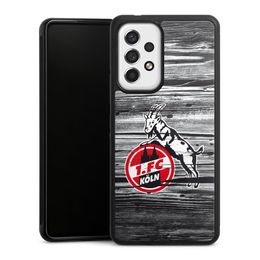 DeinDesign Galaxy A53 5G Handy Gallery Case Handyh&uuml;lle 9H Geh&auml;rtetes Glas R&uuml;ckseite H&uuml;lle 1. Fc K&ouml;ln Official Licensed Product Wooden Look Gallery Case