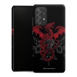 DeinDesign Galaxy A52s 5G Handy Premium Case Smartphone Handyh&uuml;lle Schutzh&uuml;lle matt Red Dragon Gothic Premium Case