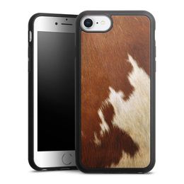 DeinDesign iPhone SE (2020) Handy Gallery Case Handyh&uuml;lle 9H Geh&auml;rtetes Glas R&uuml;ckseite H&uuml;lle Fur Cow Animal Look Gallery Case