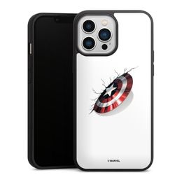 DeinDesign iPhone 13 Pro Max Handy Premium Silikon H&uuml;lle Handyh&uuml;lle schwarz Case Captain America Official Licensed Product Marvel Silikon Premium Case