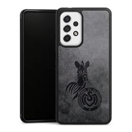 DeinDesign Galaxy A53 5G Handy Gallery Case Handyh&uuml;lle 9H Geh&auml;rtetes Glas R&uuml;ckseite H&uuml;lle Msv Duisburg Zebra Official Licensed Product Gallery Case