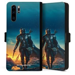 DeinDesign Huawei P30 Pro Handy Klapph&uuml;lle Handyh&uuml;lle aus Kunst Leder schwarz Flip Case Star Wars The Mandalorian Sunset Sideflip mit langer Lasche
