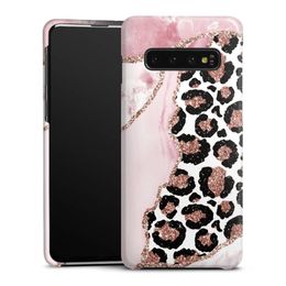 DeinDesign Galaxy S10 Handy Premium Case Smartphone Handyh&uuml;lle Schutzh&uuml;lle gl&auml;nzend Leopard Glitzer Marble Premium Case