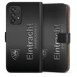 DeinDesign Galaxy A53 5G Handy Klapph&uuml;lle Handyh&uuml;lle aus Kunst Leder schwarz Flip Case Official Licensed Product Eintracht Braunschweig Logo Sideflip mit langer 