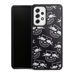 DeinDesign Galaxy A53 5G Handy Gallery Case Handyh&uuml;lle 9H Geh&auml;rtetes Glas R&uuml;ckseite H&uuml;lle Rb Leipzig Muster Logo Gallery Case