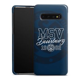 DeinDesign Galaxy S10 Handy Premium Case Smartphone Handyh&uuml;lle Schutzh&uuml;lle gl&auml;nzend Soccer Merchandise Msv Duisburg Premium Case