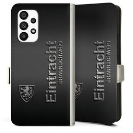 DeinDesign Galaxy A53 5G Handy Klapph&uuml;lle Handyh&uuml;lle aus Kunst Leder wei&szlig; Flip Case Official Licensed Product Eintracht Braunschweig Logo Sideflip mit Lasche