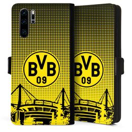 DeinDesign Huawei P30 Pro Handy Klapph&uuml;lle Handyh&uuml;lle aus Kunst Leder schwarz Flip Case Bvb Stadium Borussia Dortmund Sideflip mit langer Lasche