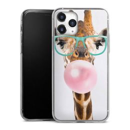 DeinDesign iPhone 11 Pro Handy Slim Case Silikon Handyh&uuml;lle transparent H&uuml;lle extra d&uuml;nn Giraffe Animals Glasses Silikon Slim Case