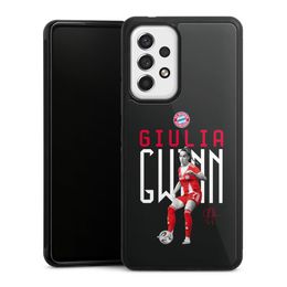 DeinDesign Galaxy A53 5G Handy Gallery Case Handyh&uuml;lle 9H Geh&auml;rtetes Glas R&uuml;ckseite H&uuml;lle Fc Bayern M&uuml;nchen Giulia Gwinn Official Licensed Product Gallery Case