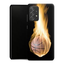 DeinDesign Galaxy A52s 5G Handy Premium Case Smartphone Handyh&uuml;lle Schutzh&uuml;lle matt Fire Basketball Sports Premium Case