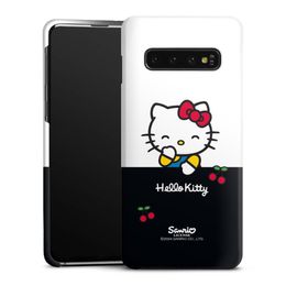 DeinDesign Galaxy S10 Handy Premium Case Smartphone Handyh&uuml;lle Schutzh&uuml;lle gl&auml;nzend Hello Kitty Cherry Official Licensed Product Premium Case