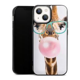 DeinDesign iPhone 13 Mini Handy Slim Case extra d&uuml;nn Silikon Handyh&uuml;lle schwarz H&uuml;lle Giraffe Animals Glasses Silikon Slim Case