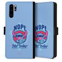 DeinDesign Huawei P30 Pro Handy Klapph&uuml;lle Handyh&uuml;lle aus Kunst Leder schwarz Flip Case Disney Sayings Lilo & Stitch Sideflip mit langer Lasche