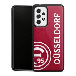 DeinDesign Galaxy A53 5G Handy Gallery Case Handyh&uuml;lle 9H Geh&auml;rtetes Glas R&uuml;ckseite H&uuml;lle Fortuna D&uuml;sseldorf Lettering F95 Gallery Case