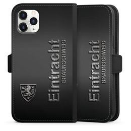 DeinDesign iPhone 11 Pro Handy Klapph&uuml;lle Handyh&uuml;lle aus Kunst Leder schwarz Flip Case Logo Eintracht Braunschweig Official Licensed Product Sideflip mit Lasche