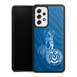 DeinDesign Galaxy A53 5G Handy Gallery Case Handyh&uuml;lle 9H Geh&auml;rtetes Glas R&uuml;ckseite H&uuml;lle Msv Duisburg Merchandise Zebra Gallery Case