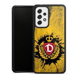 DeinDesign Galaxy A53 5G Handy Gallery Case Handyh&uuml;lle 9H Geh&auml;rtetes Glas R&uuml;ckseite H&uuml;lle Sg Dynamo Dresden Soccer Official Licensed Product Gallery Case
