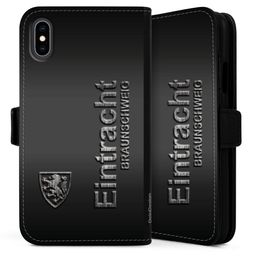DeinDesign iPhone X Handy Klapph&uuml;lle Handyh&uuml;lle aus Kunst Leder schwarz Flip Case Logo Eintracht Braunschweig Official Licensed Product Sideflip mit langer 