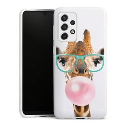 DeinDesign Galaxy A33 5G Handy Silikon H&uuml;lle Case wei&szlig; Handyh&uuml;lle Giraffe Animals Glasses Silikon Case
