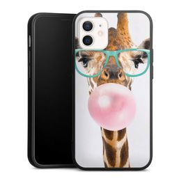 DeinDesign iPhone 12 mini Handy Premium Silikon H&uuml;lle Handyh&uuml;lle schwarz Case Giraffe Animals Glasses Silikon Premium Case