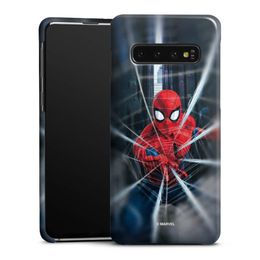 DeinDesign Galaxy S10 Handy Premium Case Smartphone Handyh&uuml;lle Schutzh&uuml;lle gl&auml;nzend Kinofilm Marvel Spiderman Premium Case
