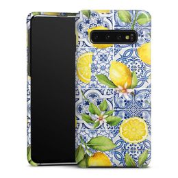 DeinDesign Galaxy S10 Handy Premium Case Smartphone Handyh&uuml;lle Schutzh&uuml;lle gl&auml;nzend Muster Greece Lemon Premium Case