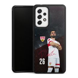 DeinDesign Galaxy A53 5G Handy Gallery Case Handyh&uuml;lle 9H Geh&auml;rtetes Glas R&uuml;ckseite H&uuml;lle Vfb Stuttgart Official Licensed Product Deniz Undav Gallery Case