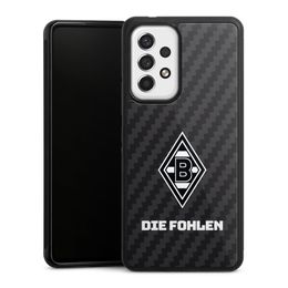 DeinDesign Galaxy A53 5G Handy Gallery Case Handyh&uuml;lle 9H Geh&auml;rtetes Glas R&uuml;ckseite H&uuml;lle Gladbach Carbon Borussia M&ouml;nchengladbach Gallery Case