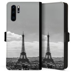 DeinDesign Huawei P30 Pro Handy Klapph&uuml;lle Handyh&uuml;lle aus Kunst Leder schwarz Flip Case France Paris Eiffeltour Sideflip mit langer Lasche