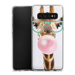 DeinDesign Galaxy S10 Plus Handy Silikon H&uuml;lle Case transparent Handyh&uuml;lle Giraffe Animals Glasses Silikon Case