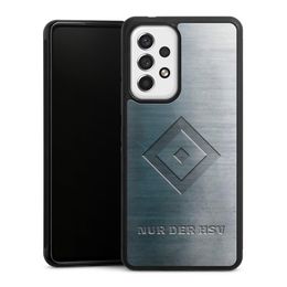 DeinDesign Galaxy A53 5G Handy Gallery Case Handyh&uuml;lle 9H Geh&auml;rtetes Glas R&uuml;ckseite H&uuml;lle Hamburger Sv Metallic Look Hsv Gallery Case