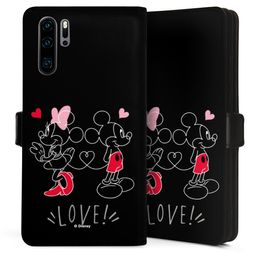 DeinDesign Huawei P30 Pro Handy Klapph&uuml;lle Handyh&uuml;lle aus Kunst Leder schwarz Flip Case Disney Love Sideflip mit langer Lasche